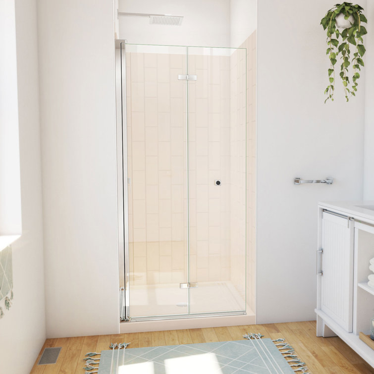 DreamLine Aqua-Q Fold 36 W X 36 D X 76.75 H Frameless Square Shower Kit | Wayfair